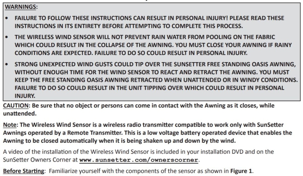 Installing & Operating the Wireless Wind Sensor for Your Sunsetter ...
