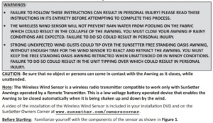 Installing & Operating the Wireless Wind Sensor for Your Sunsetter ...